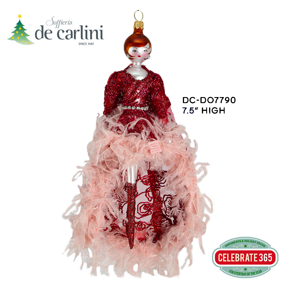Soffieria De Carlini, Red-Haired Fashionista in Bold Feathery Gown ...