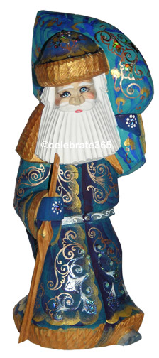 Blue Russian Santa with Staff: Celebrate365